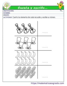 Cuenta y escribe el número correcto para niños