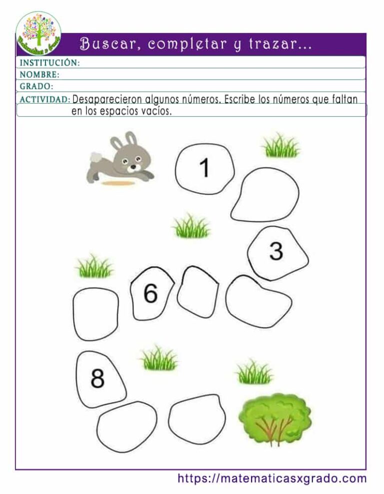 Actividades de buscar, completar y trazar con números del 1 al 10
